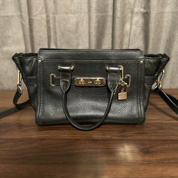 Coach | Bags | Coach Black Leather Swagger 27 | Poshmark